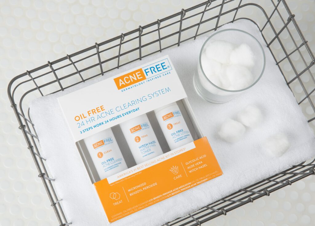 Acne Free Oil Free 24 HR Acne Treatment Kit, 3 Step Acne Clearing ...