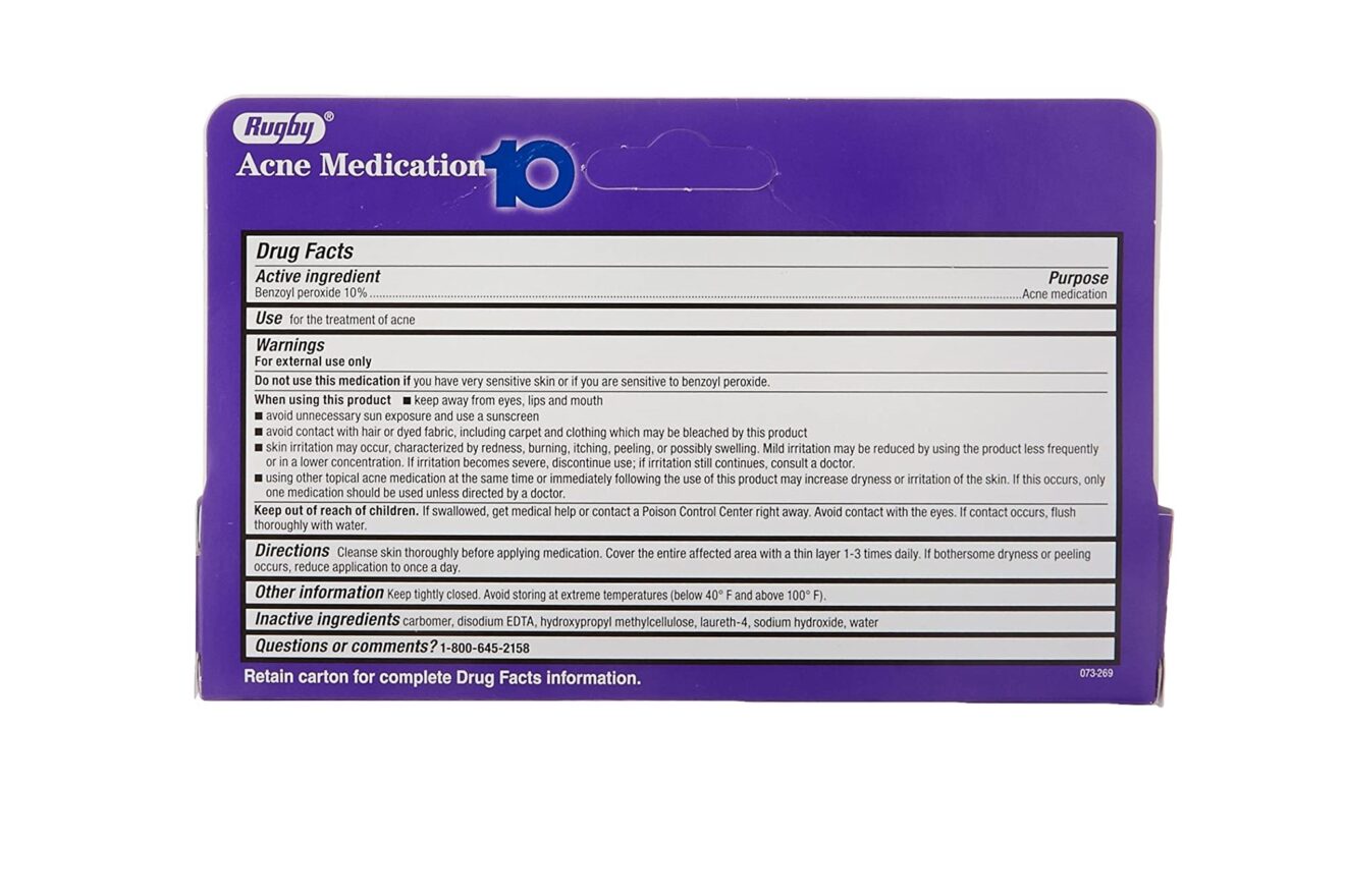 Rugby 10 MAX STRENGTH 10% Benzoyl Peroxide Acne/pimple/spot medication ...